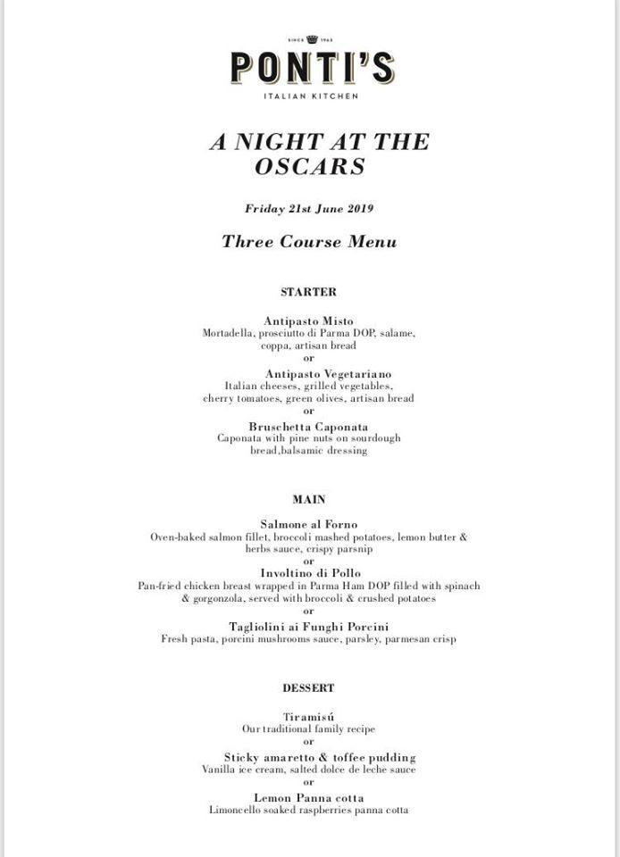 Menu at Ponti's Italian Kitchen restaurant, Sheffield