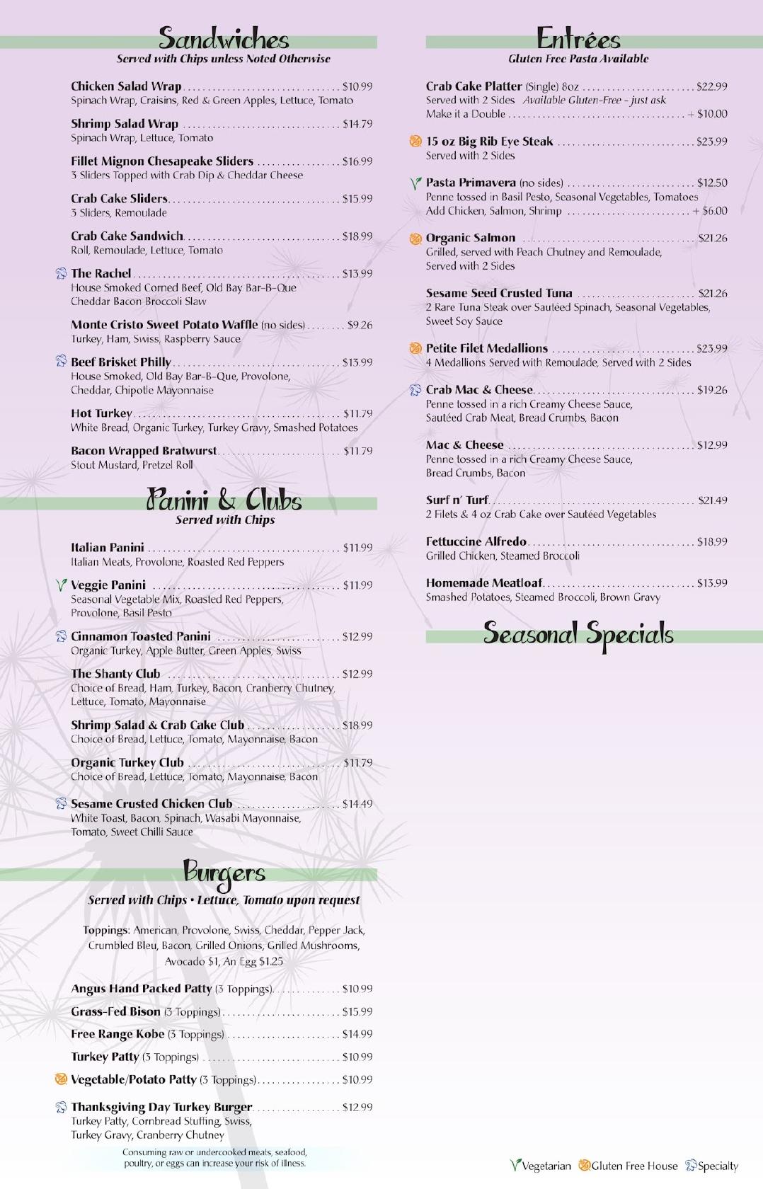 Menu at Red Bird Bar and Grille, Glenelg, Ten Oaks Road