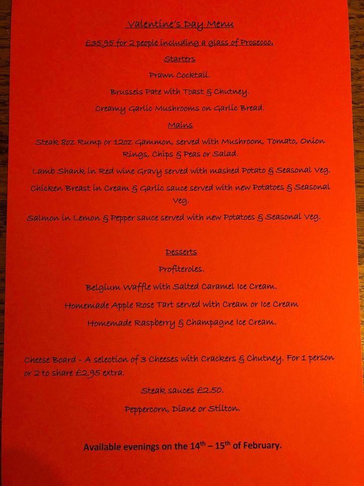 Menu at Rose & Crown Inn, Zouch pub & bar, Loughborough
