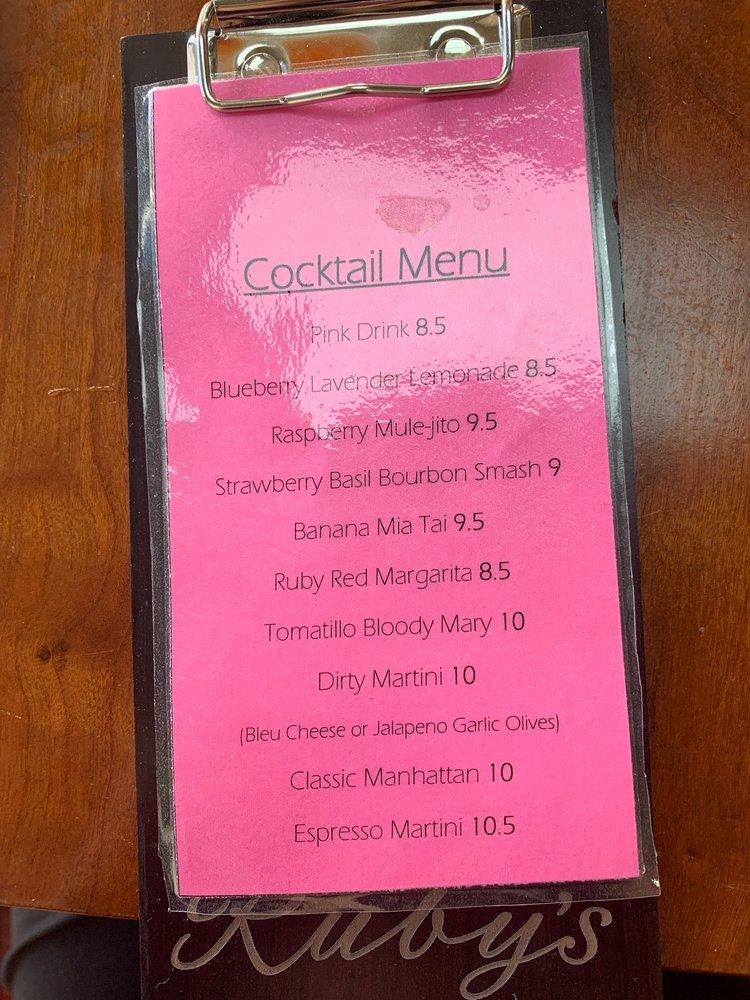 Menu at Ruby's pub & bar, Pueblo