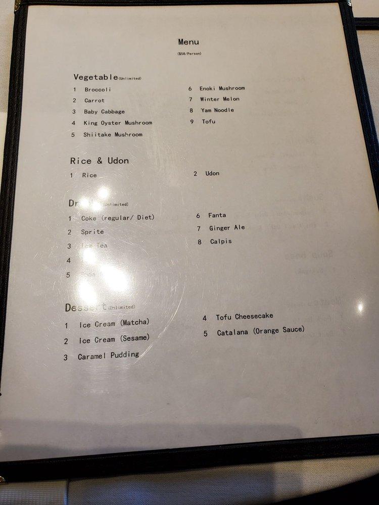 Menu at Shin Ka Gyuu restaurant, Vancouver
