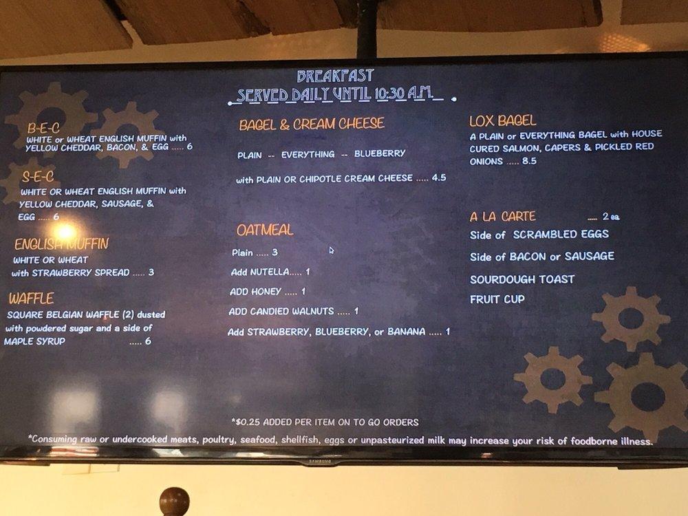 Menu at Tamp and Tap cafe, Memphis, 122 Gayoso Ave