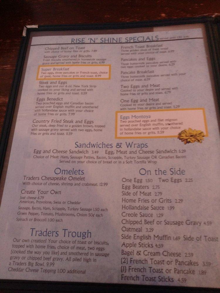 Menu at Traders Seafood Steak & Ale steakhouse, Chesapeake Beach