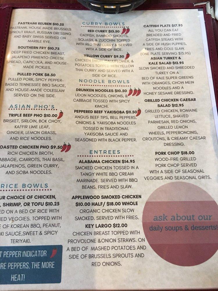 Menu at Walton's Smokehouse and Southern Kitchen pizzeria, Evansville