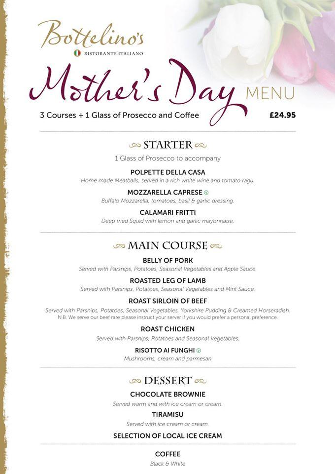 Menu at Bottelino's restaurant, Portishead, Harbour Rd