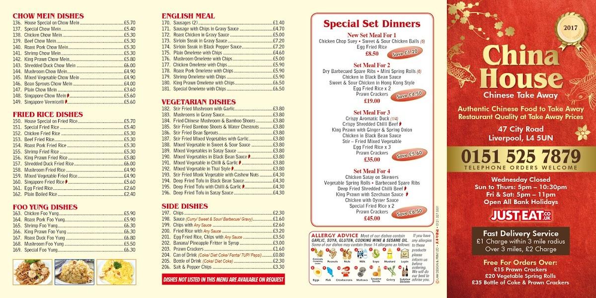 Menu at MERSEY FOODIE Chinese takeaway restaurant, Liverpool