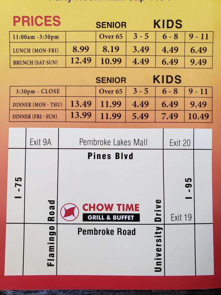 Menu at Chow Time restaurant, Pembroke Pines