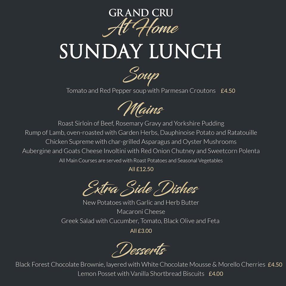 Menu at Grand Cru Restaurant, Birkenshaw