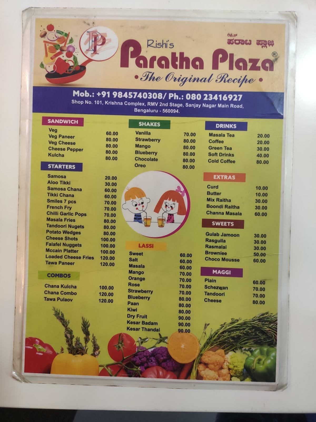 Menu at Rishi’s Paratha Plaza Sanjay Nagar, Bengaluru