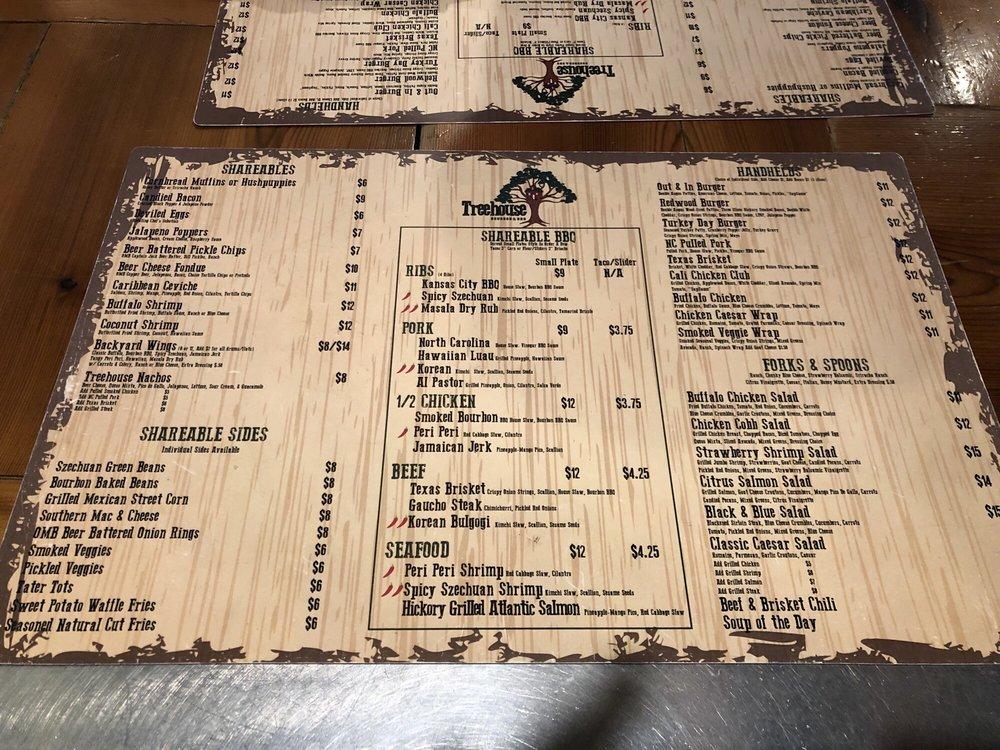 Menu at Treehouse Bourbon & BBQ, Charlotte