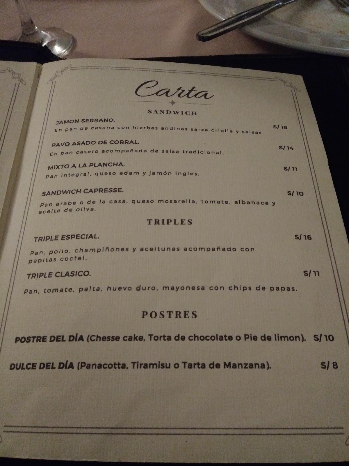 Menu at Casona Deza restaurant, Trujillo