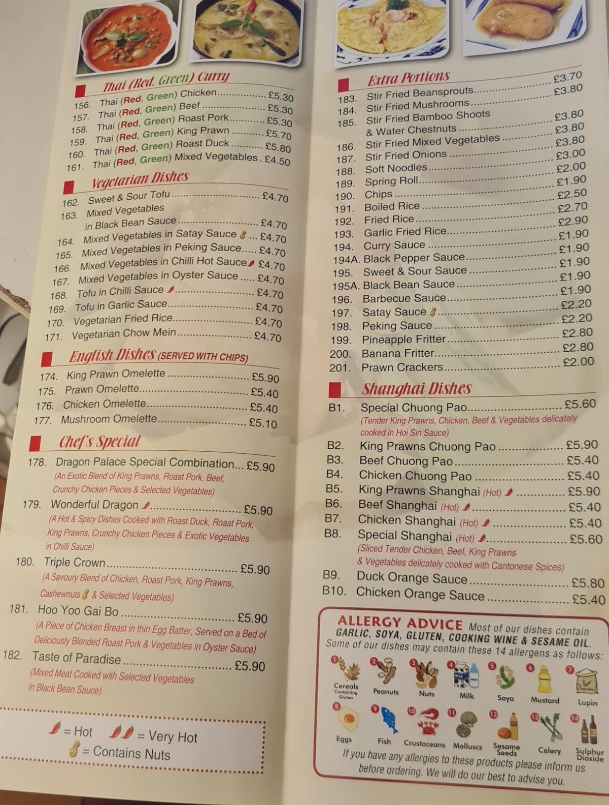 Menu at Dragon Palace Chinese Takeaway And Delivery fast food, Stone