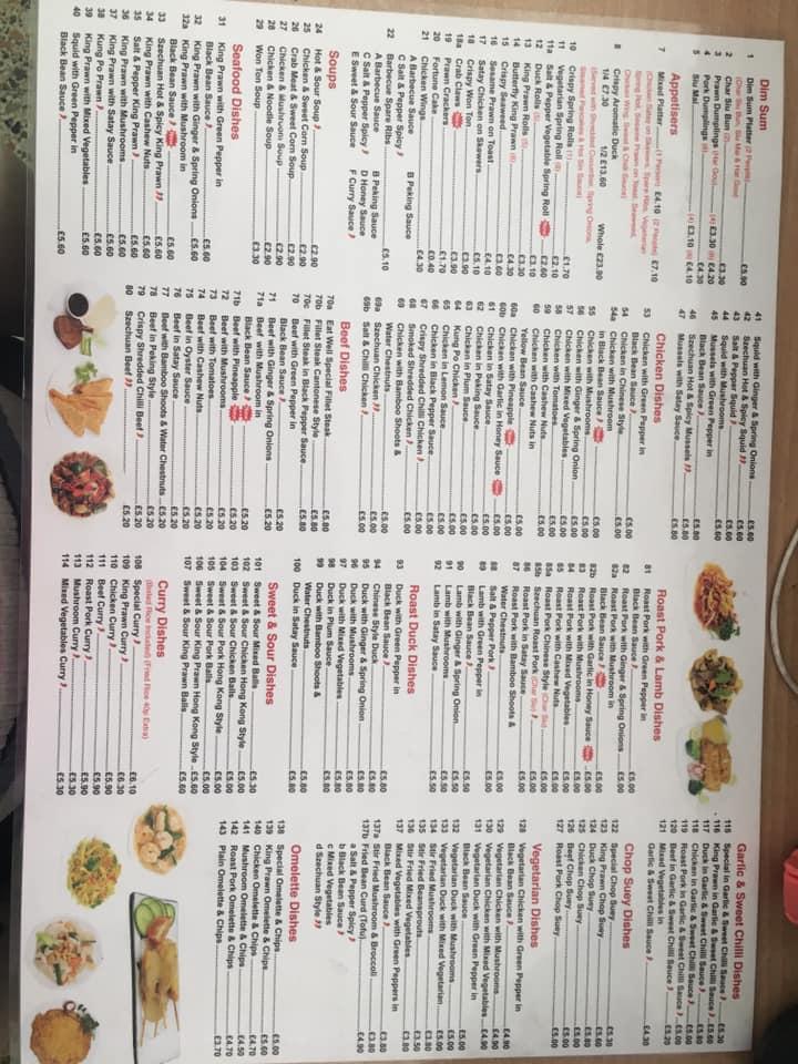 Menu at Eat Well restaurant, Swindon
