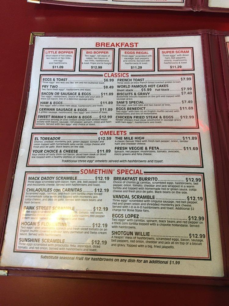 Menu at Hogan's Cafe Deluxe, Spokane