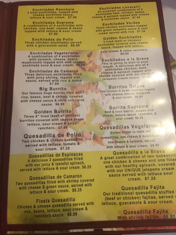 Menu at Los Arcos Mexican Resturant restaurant, Macon, US-45