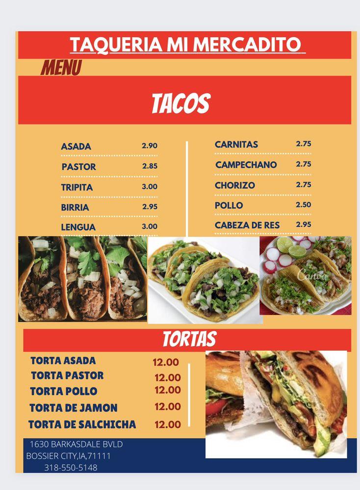 Menu at Mi Mercadito Market y Taquería restaurant, Bossier City