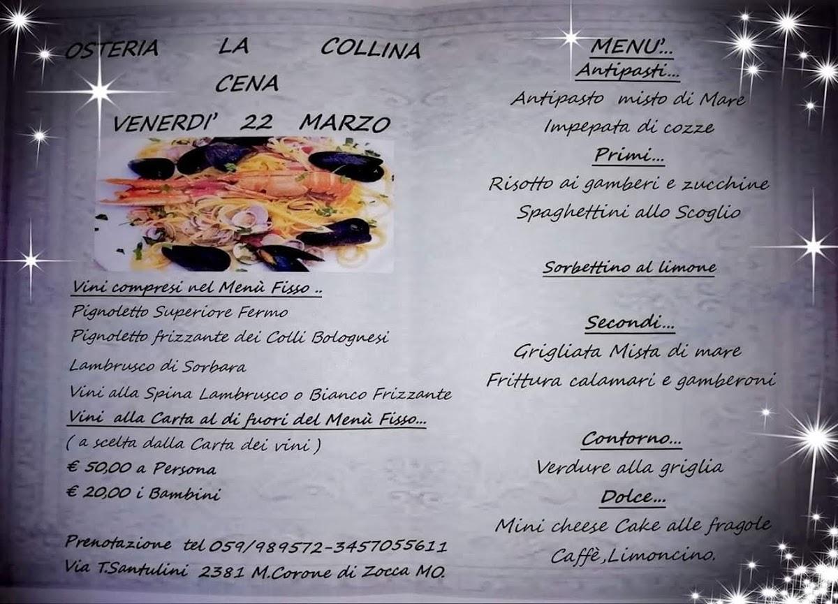 Menu da Osteria la Collina ristorante, Zocca