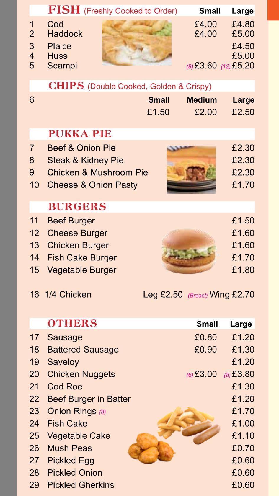 Menu at Sky High Fish Bar, Hove