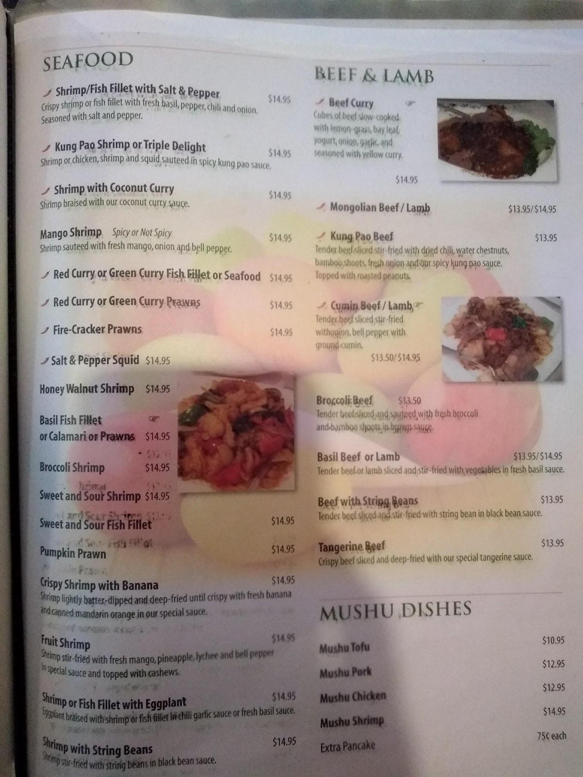 Menu at Sweet Mango restaurant, San Jose