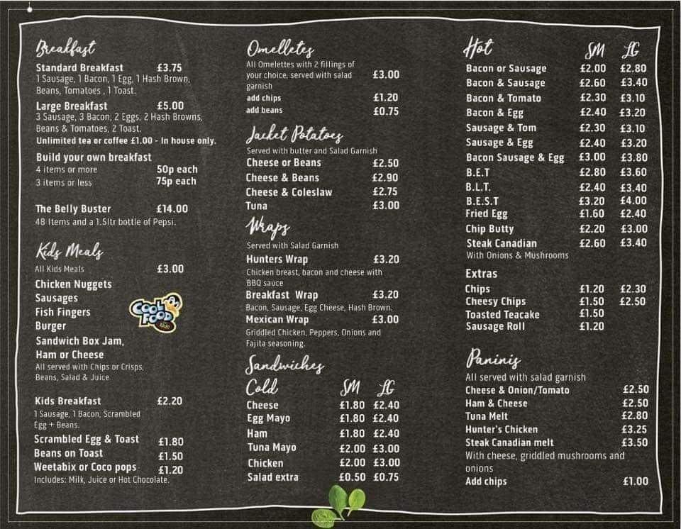 Menu at Cafe Fusion Foods, Sheffield