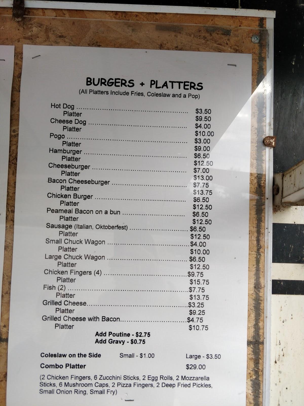 Menu at Dan's Pizza restaurant, Cobden