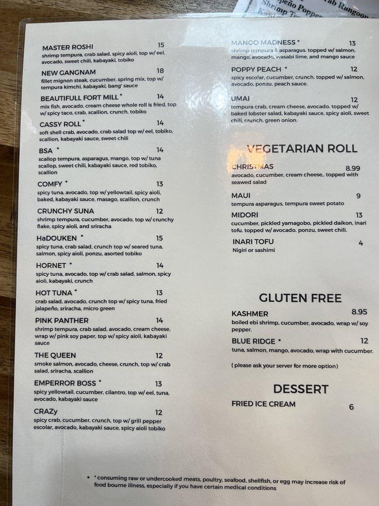 Menu at Konnichiwa of Spartanburg restaurant, Spartanburg