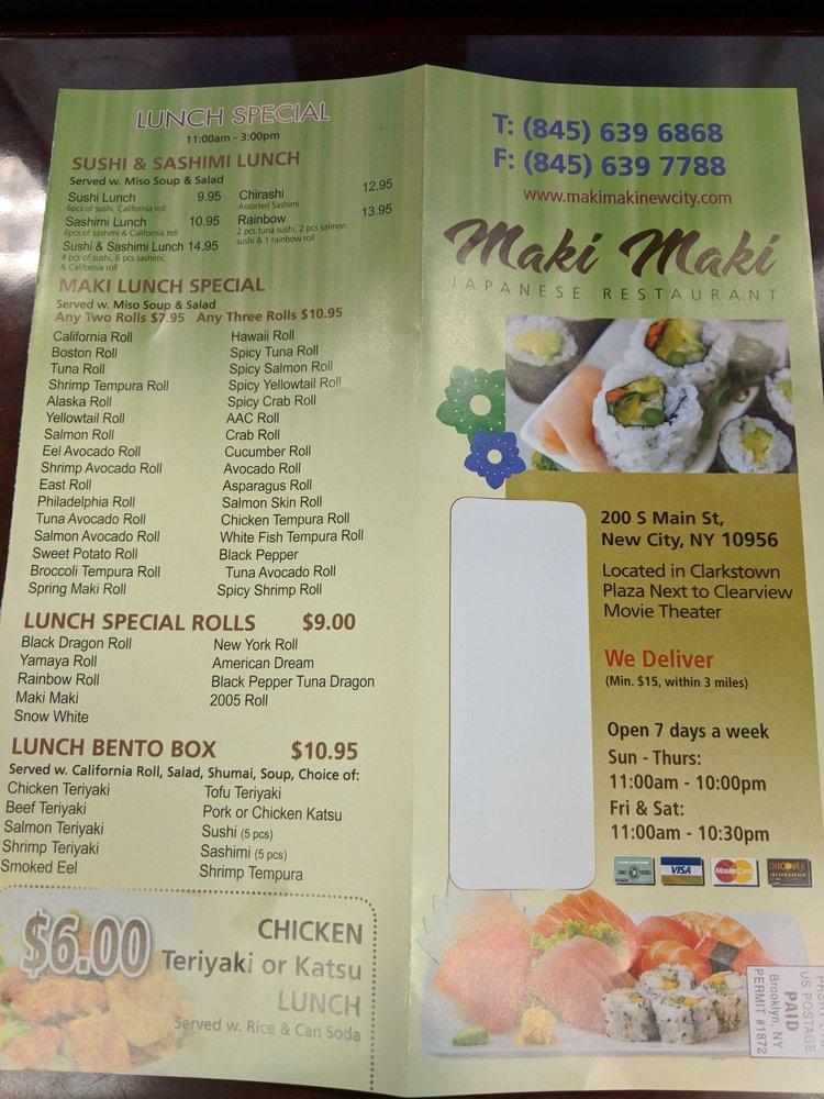 Menu at Maki Maki restaurant, New City