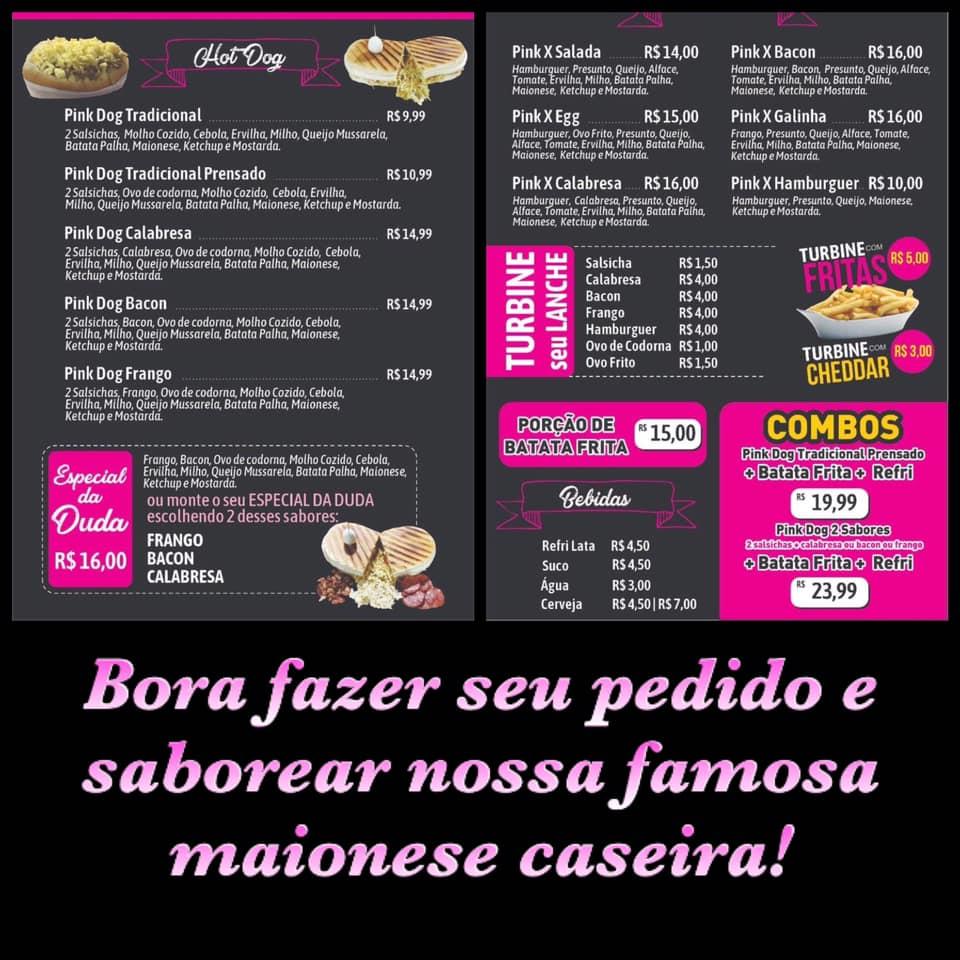 Menu at Pink Dog pub & bar, São José