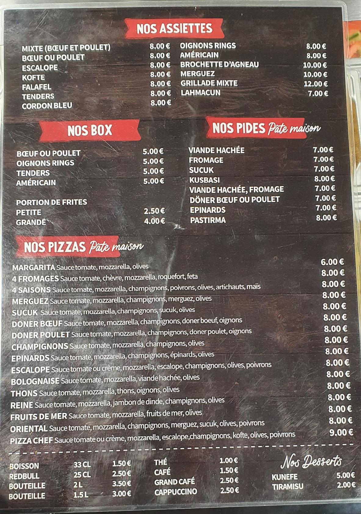Menu au Restaurant de la République, Hœnheim