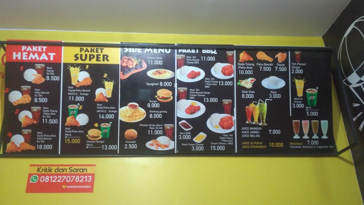 Menu at Super Chicken restaurant, Maguwoharjo
