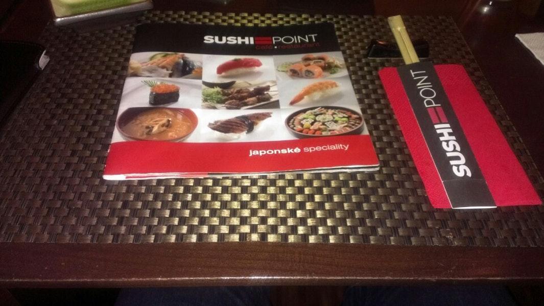 Menu at SushiPOINT restaurant, Prague