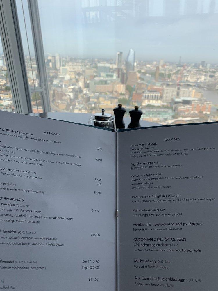 Menu at Aqua Shard pub & bar, London, Level 31