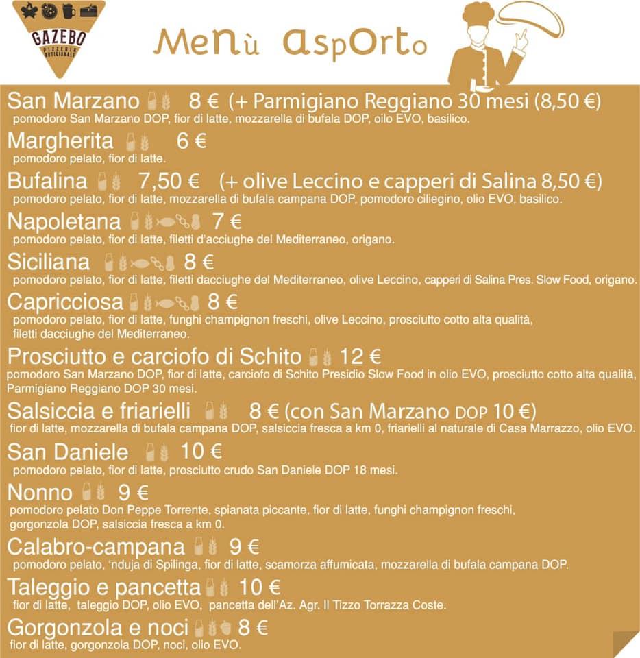 Menu da Gazebo Pizzeria Artigianale, Lungavilla