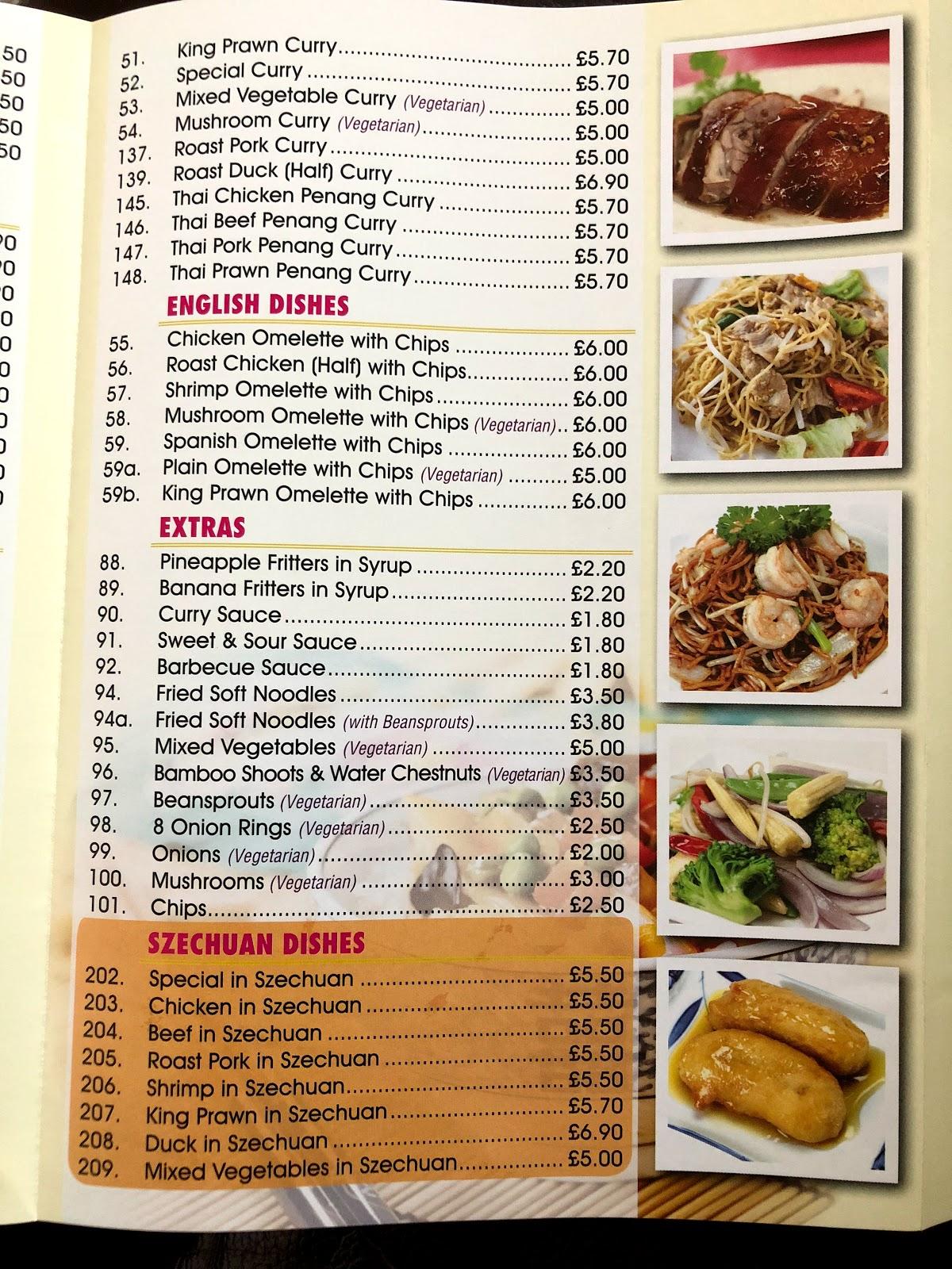 Menu at Hong Kong Chef fast food, Braunton