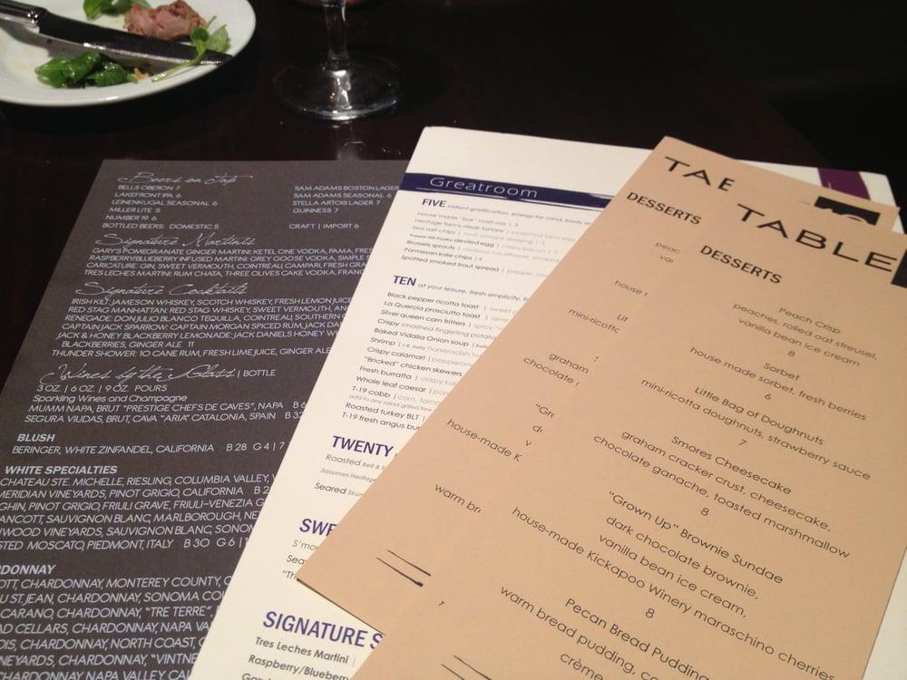 Menu at Table 19 restaurant, Peoria