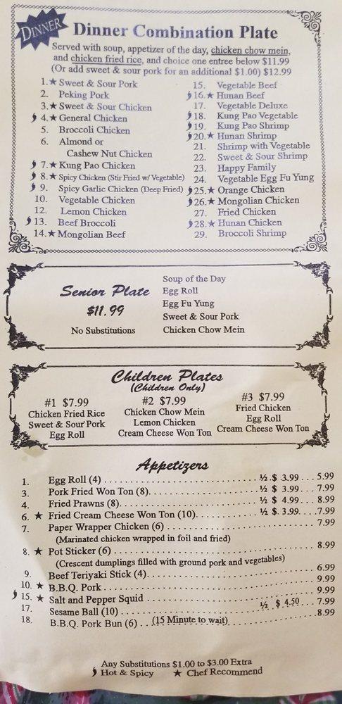 Menu at China Doll Chinese Restaurant, Red Bluff