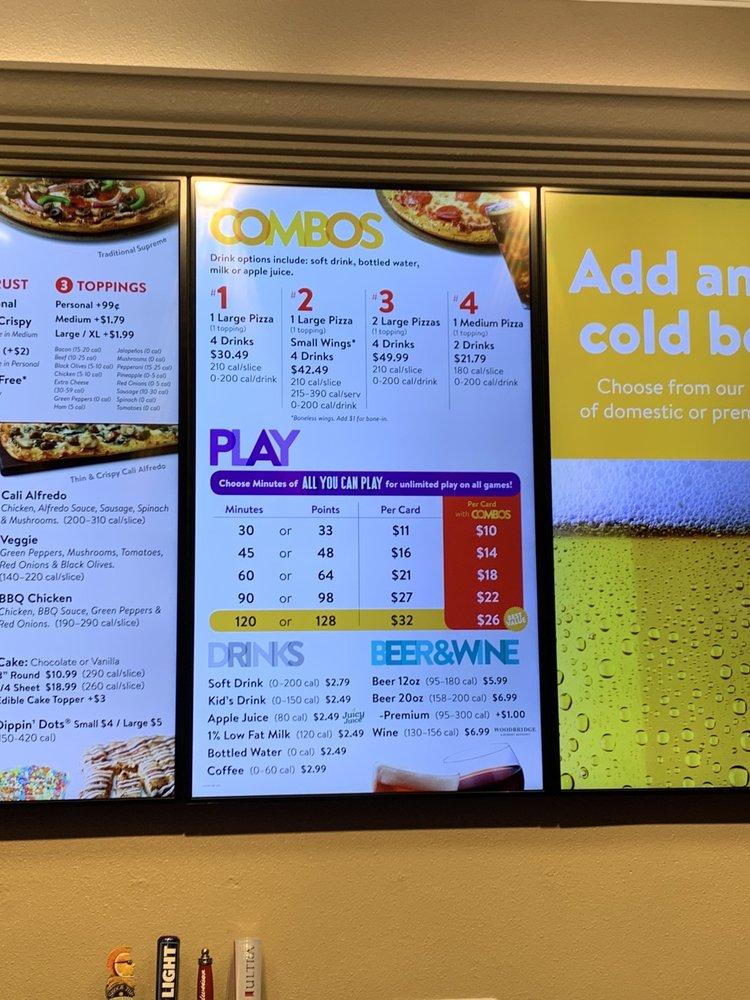 Menu at Chuck E. Cheese pizzeria, San Bernardino, 777 E Hospitality Ln