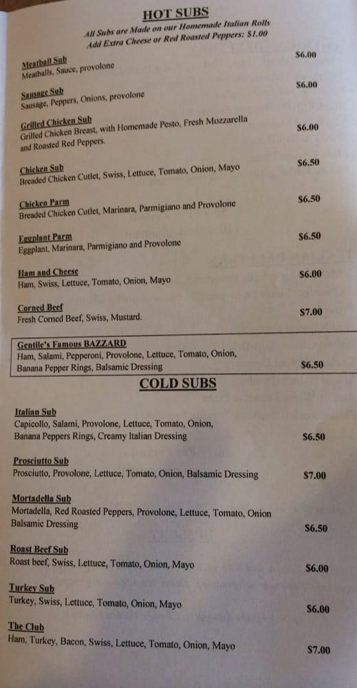 Menu at Gentile's Bakery - Catering - Deli, Parma, Broadview Rd