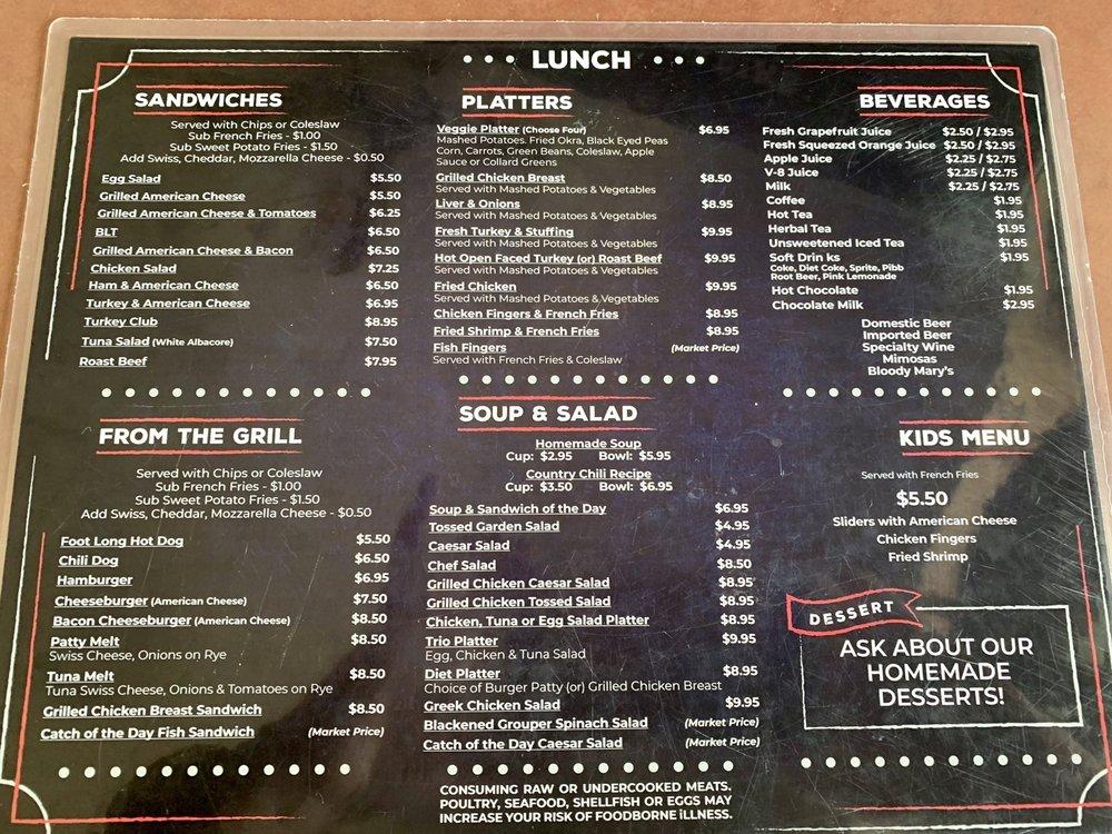 Menu at Maria's Cafe, Stuart, 10 SW Osceola St