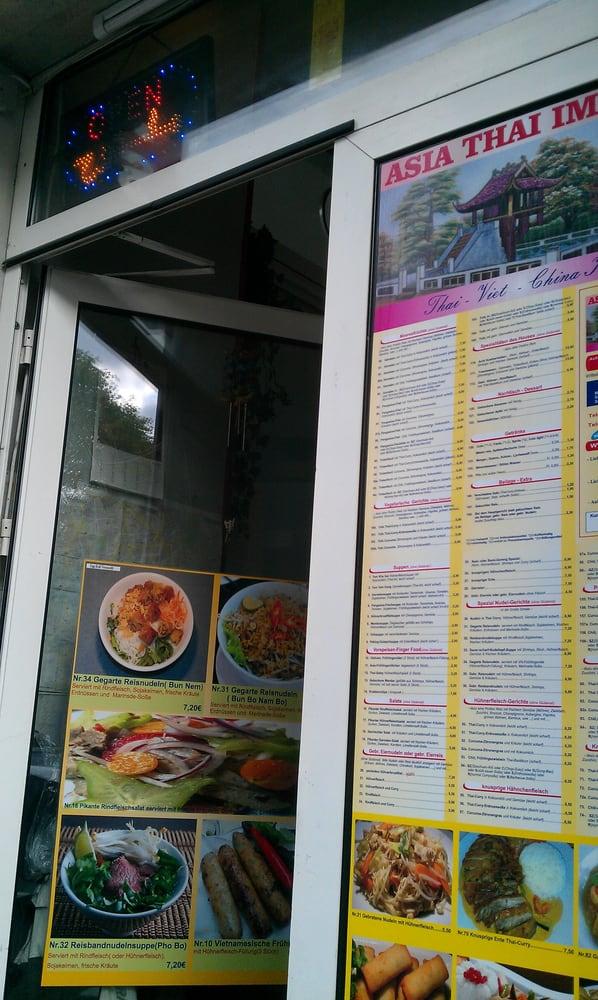 Speisekarte von Asia Thai Imbiss am Zoo restaurant, Frankfurt am Main