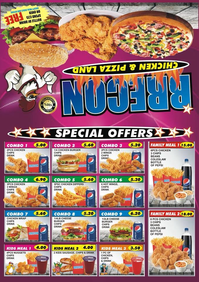 Menu at Brecon Chicken & Pizza Land pizzeria, Brecon