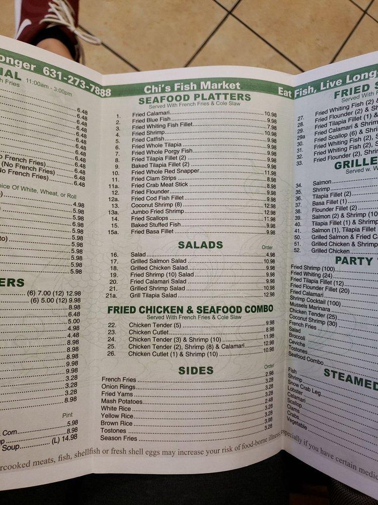 Menu at Chi Fish Market restaurant, Bay Shore
