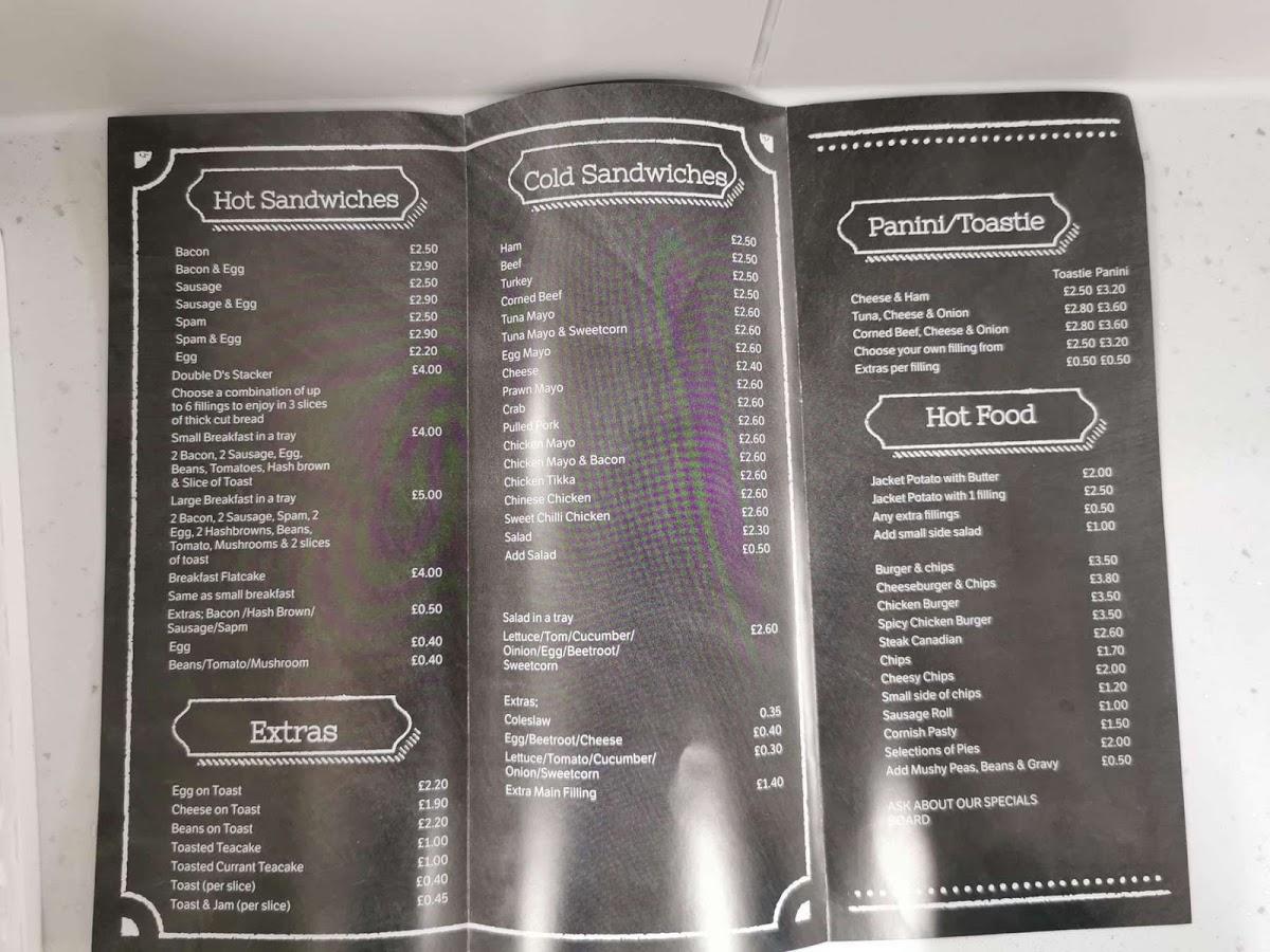 Menu at Dee-Dee's, Liversedge