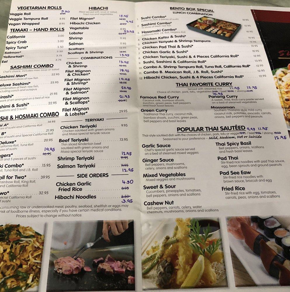 Menu at Hero Thai Sushi Hibachi restaurant, Fort Lauderdale