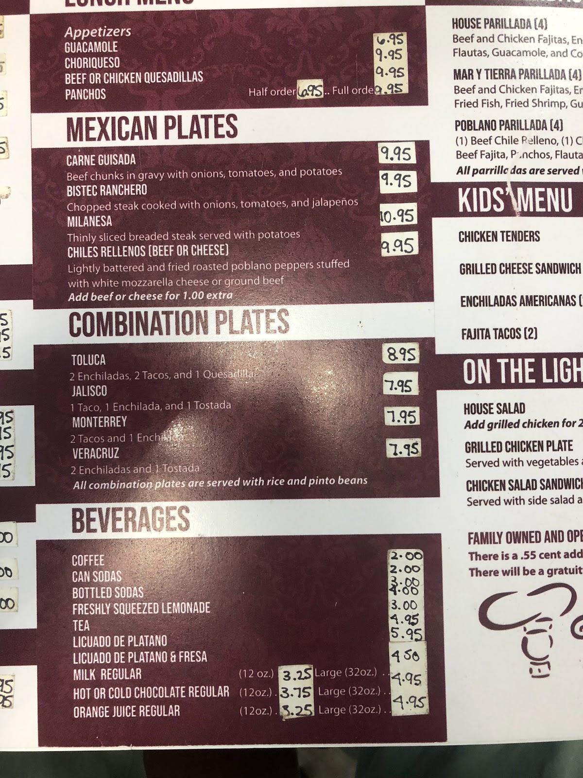 Menu at Ricardo's Restaurant-International, Brownsville