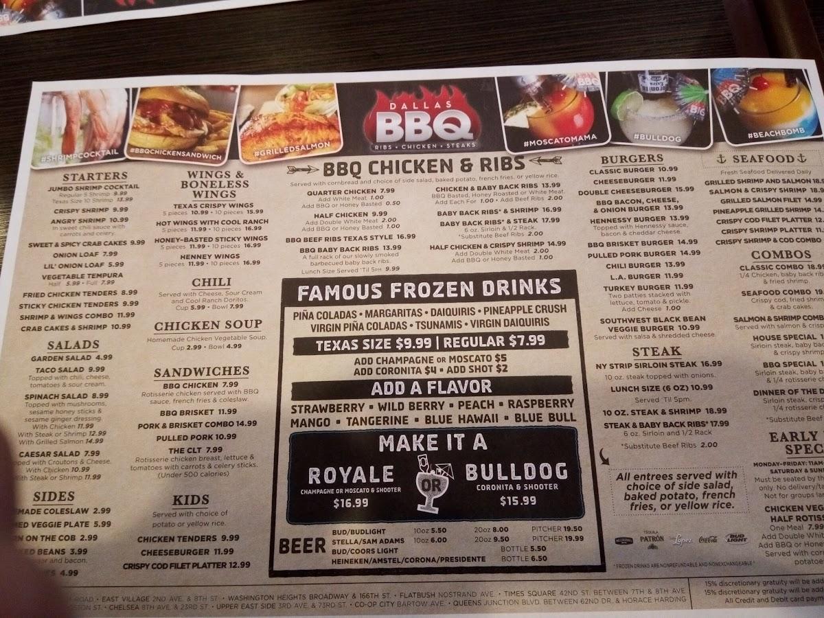 Menu at Dallas BBQ Washington Heights, New York City, Broadway