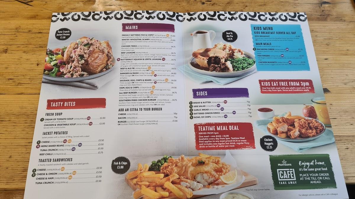 Menu at Morrisons Cafe, Sandown