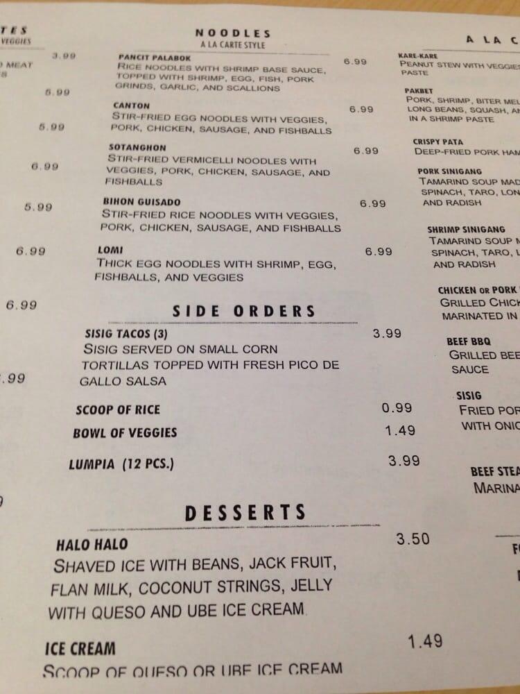 Menu at Nova's Grill Filipino Fast Food, Covina
