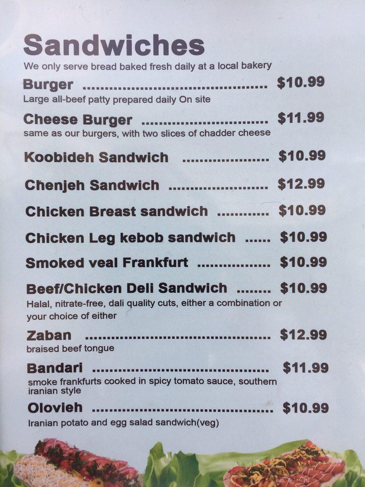 Menu at Pars Grill restaurant, Vaughan, 975 Major MacKenzie Dr W A2
