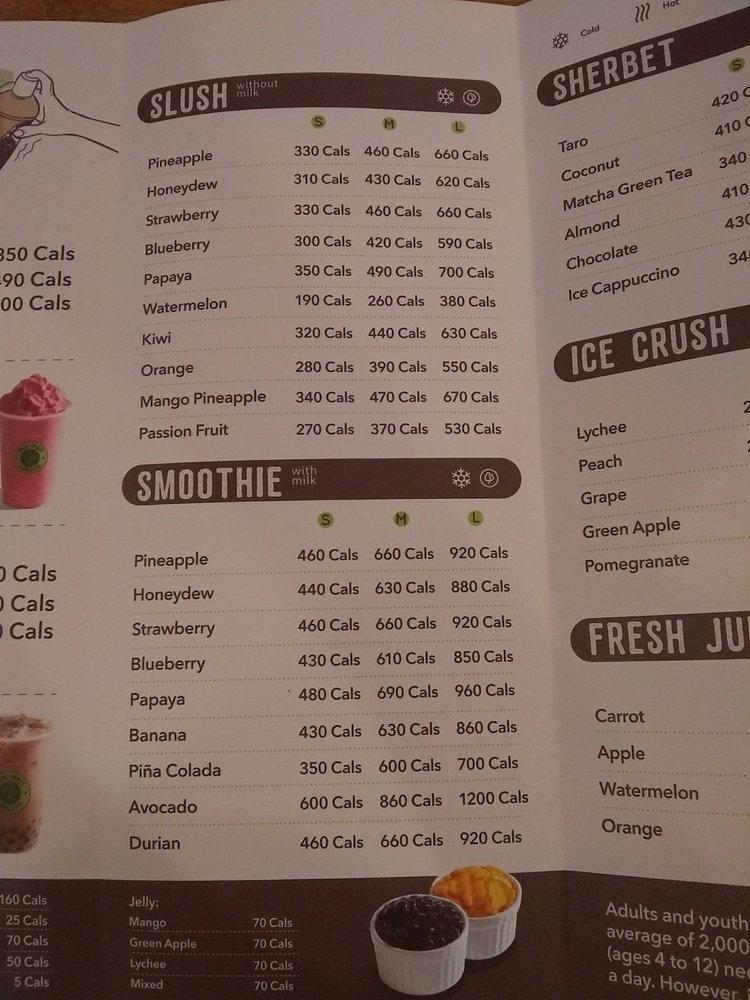 Carta del pub y bar Real Fruit Bubble Tea, Ottawa, 100 Bayshore Drive